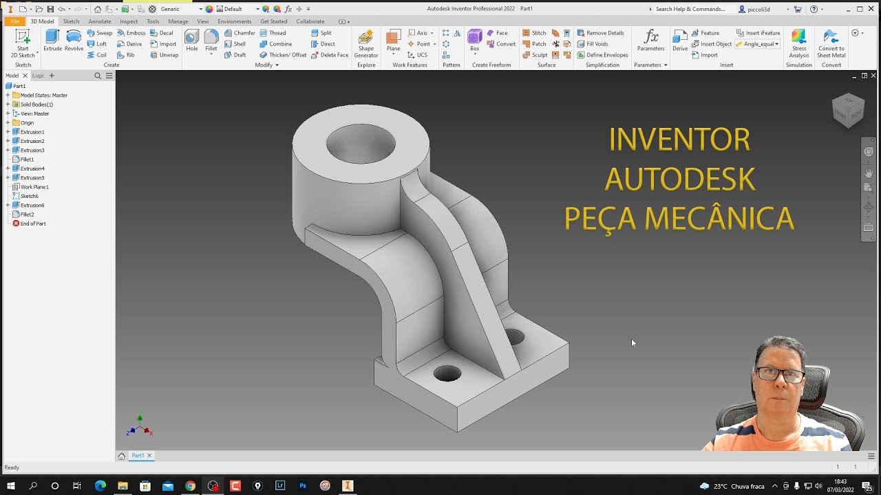 AUTODESK INVENTOR MODELAGEM PEÇA MECÂNICA Z 002 - YouTube