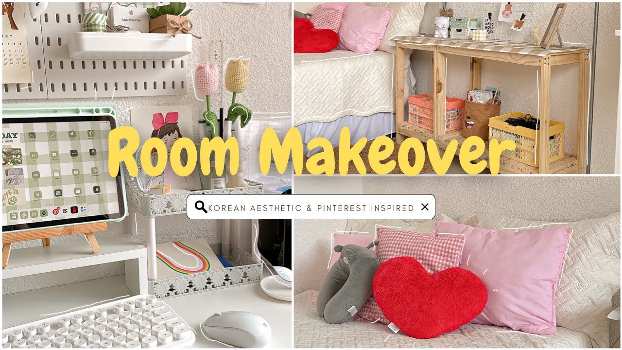 Aesthetic room makeover 🧸🌷| Pinterest inspired | Korean aesthetic 🫰🏻 ...