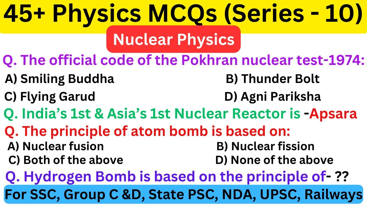 Nuclear Physics MCQs || Science important questions answers || General Physics MCQs - YouTube