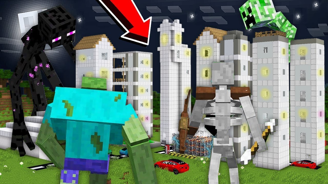 Minecraft How to Play GIANT CREEPER ENDERMAN ZOMBIE ATTACKED HIGHEST ...