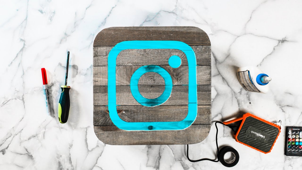 Home made glowing Instagram logo!! DIY - YouTube