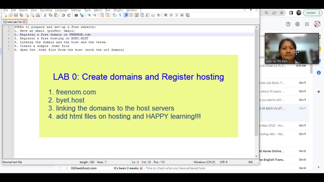 Lab0- create free domain and register free hosting - YouTube