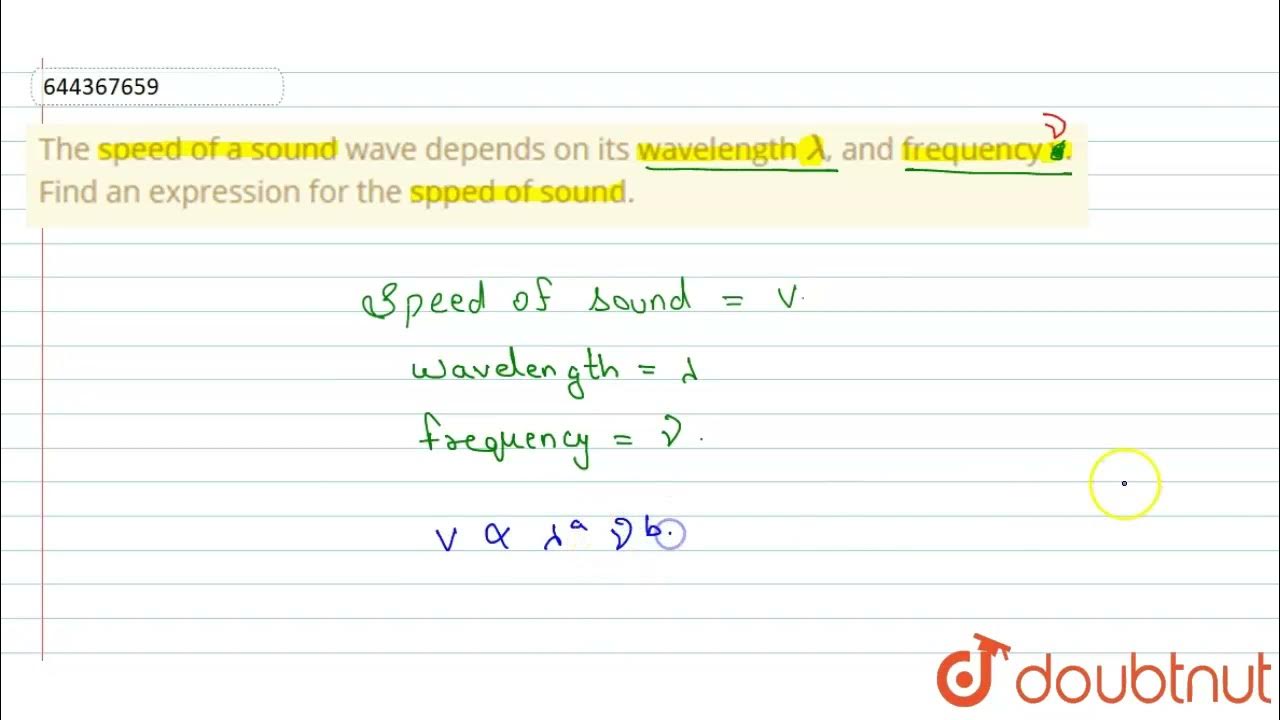 The speed of a sound wave depends on its wavelength lamda, and frequency v. Find an expression f ...