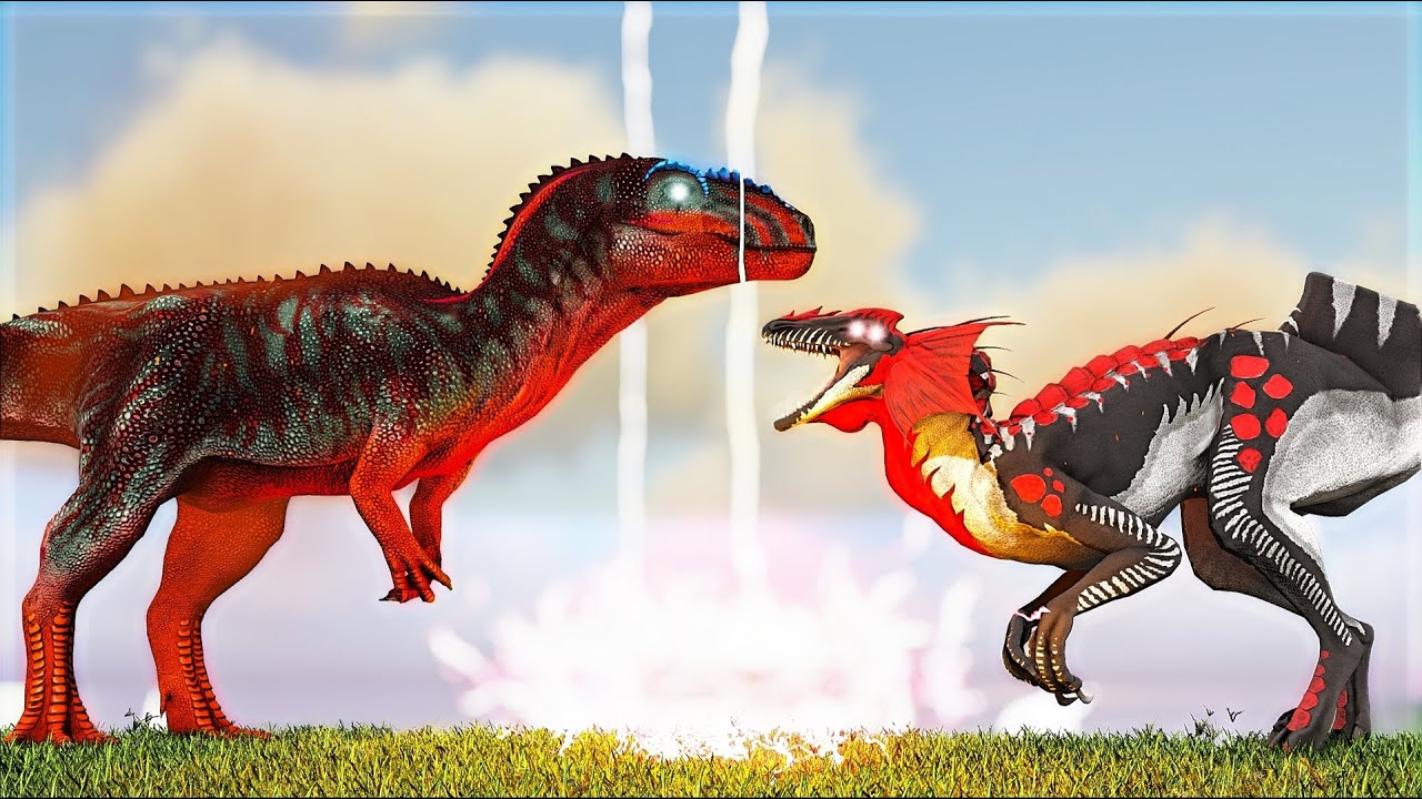 ALPHA LIGHTNING GALVAREX VS ALPHA CARCHARODONTOSAURUS (ARK SURVIVAL ...