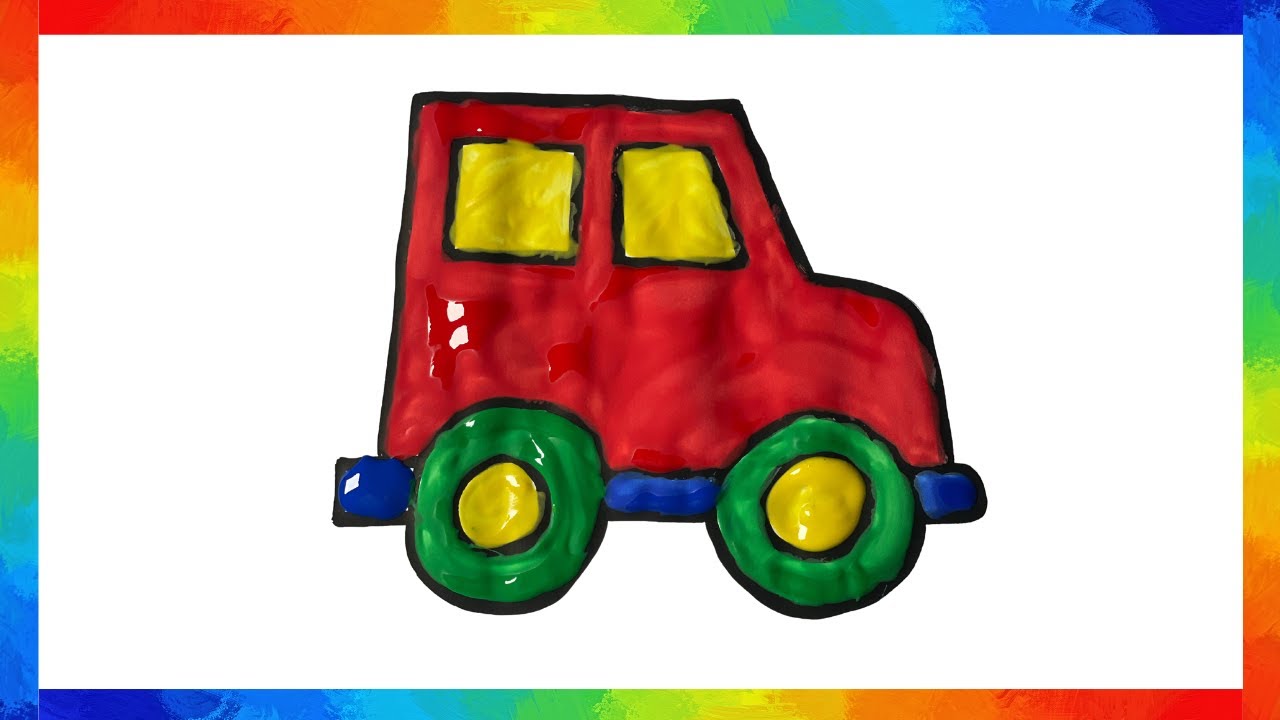 Cars Drawing, Finger painting and Coloring for Kids, Toddlers | How to ...