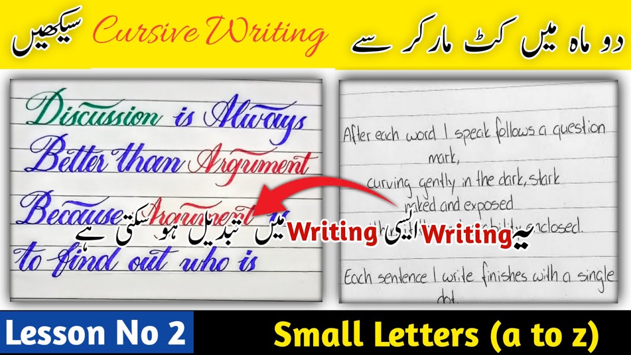 Cursive Writing With Cut Marker For Begginer | LESSON 2 | Small Letters ...