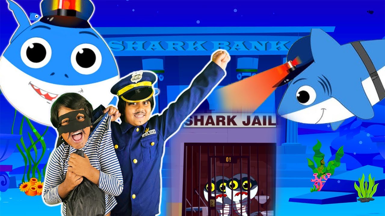 Baby Shark Police Song | #babyshark | Naughty Shark kids song and ...