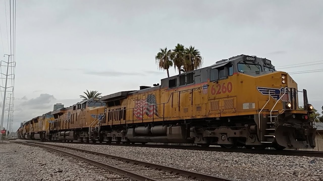 UP #6260 Leads 9 Engine power move and a very short MPXTU through Tempe ...