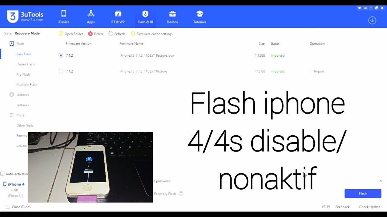 Flashing Iphone 4/4s Dinonaktifkan/Disable - YouTube