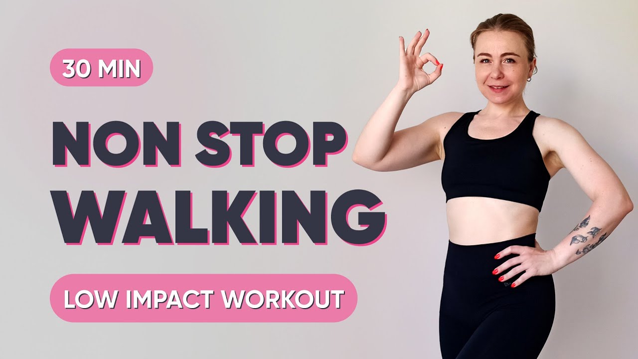 30 min⚡NON STOP WALKING⚡ Low Impact Workout, No repeat, All Standing ...