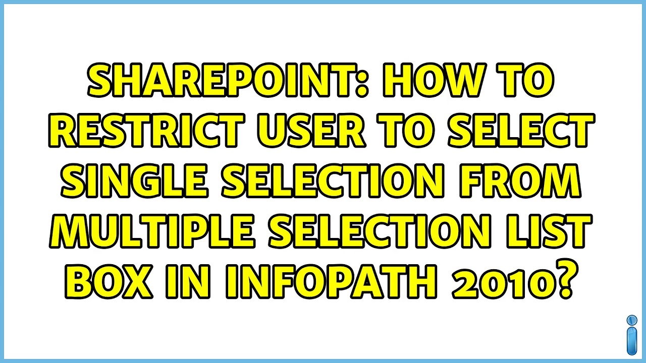 How To Restrict User To Select Single Selection From Multiple Selection How To Restrict User To Select Single Selection From Multiple Selection