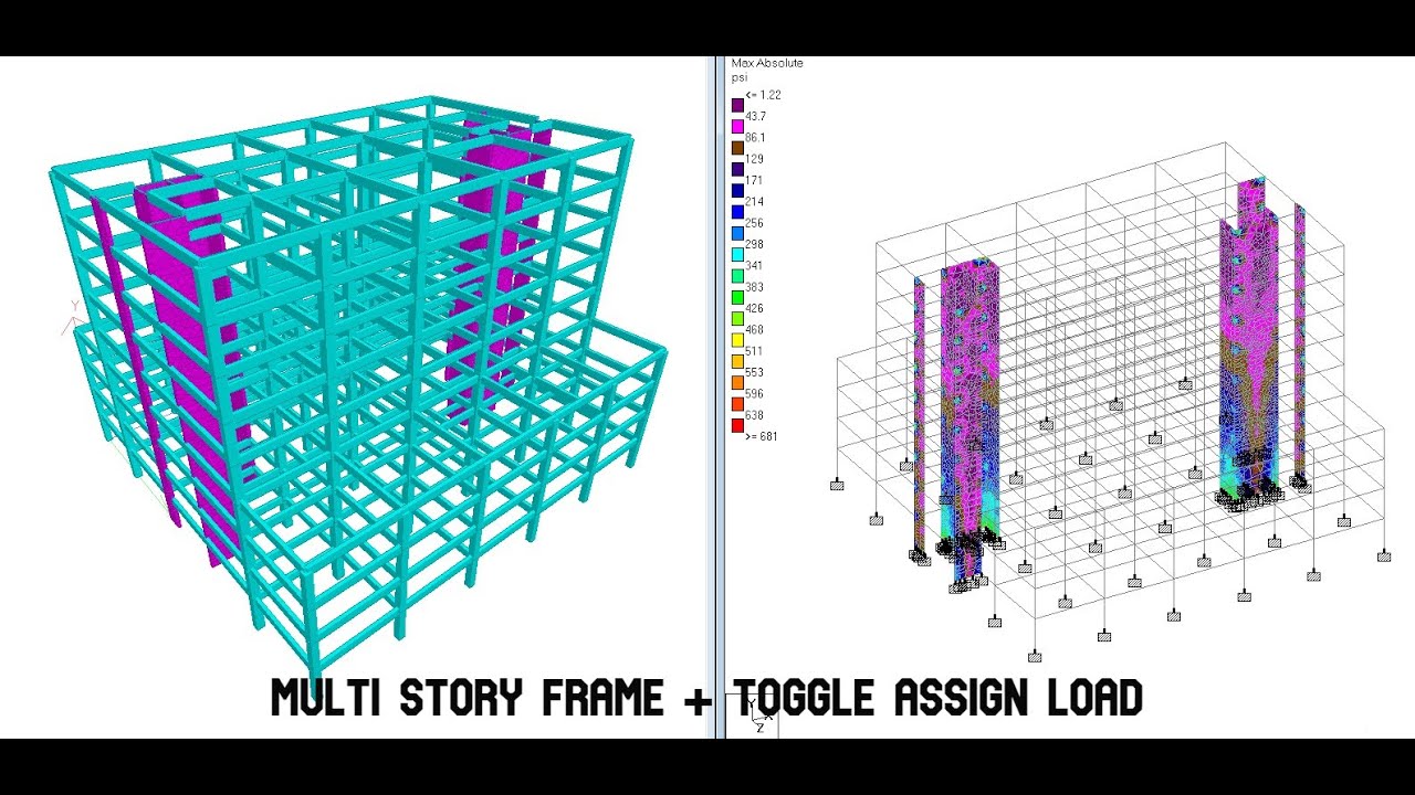 Staad Pro Multi Story Frame + Toggle Assign Load 2022 - YouTube