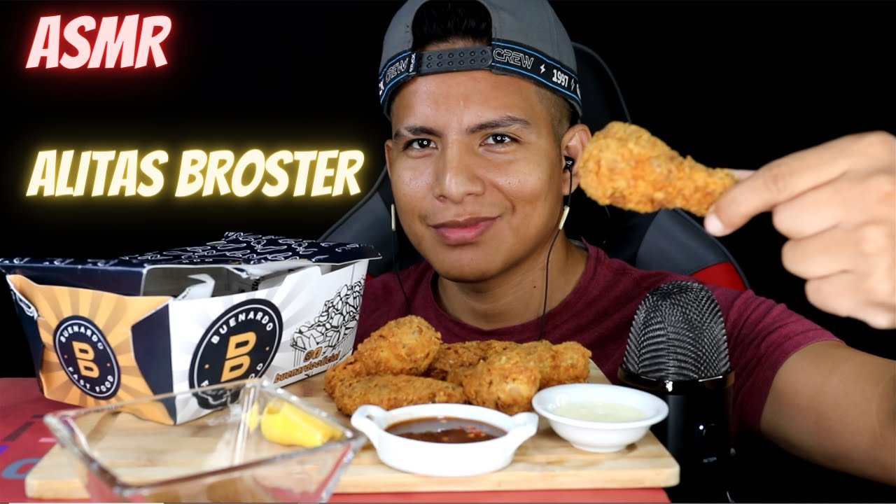 ASMR Comiendo Alitas Broster -eating broster wings asmr - YouTube