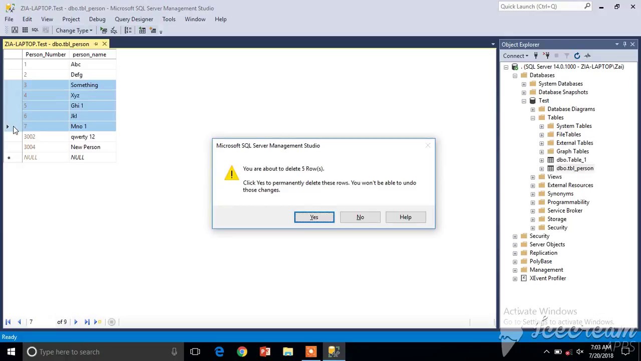 Deleting & Editing Records Through SSMS - GUI - YouTube