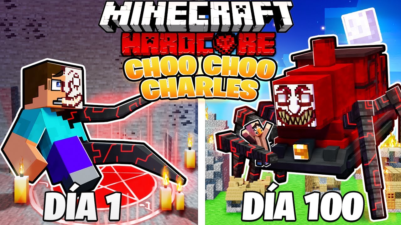 SOBREVIVÍ 100 DÍAS como CHOO CHOO CHARLES en MINECRAFT HARDCORE! - YouTube