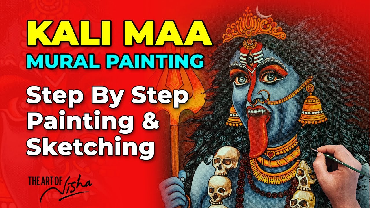 KALI MAA PAINTING | Mural Painting | Step by Step Pencil Sketching and ...