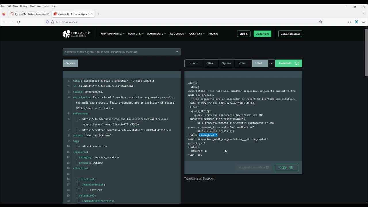 [Walkthroughs] TryHackMe room "Tactical Detection" Writeup - YouTube