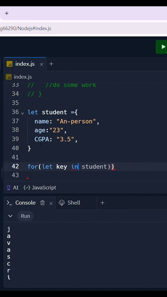 Forin Loop In Javascript An An Person Programming Nodejs Javascript Javascripttutorial