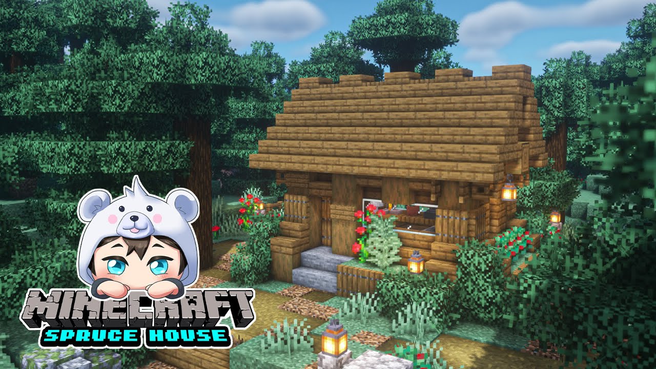 Minecraft | Cara Membuat Rumah Survival dari Kayu Spruce - YouTube