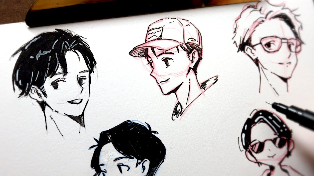 Practice drawing male faces #asmr #drawing #art - YouTube