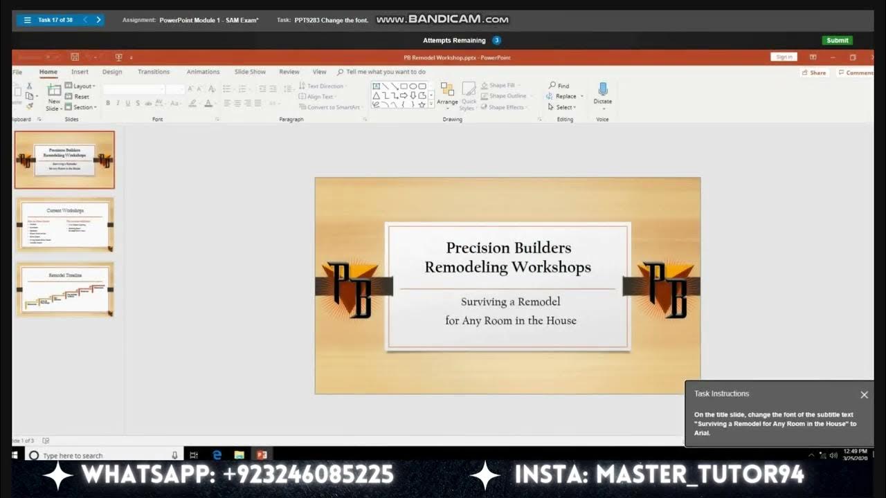 PowerPoint Module 1 SAM Exam Precision Builders Remodelling Workshops ...