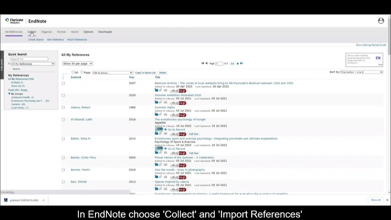 Pubmed to Endnote Online - YouTube