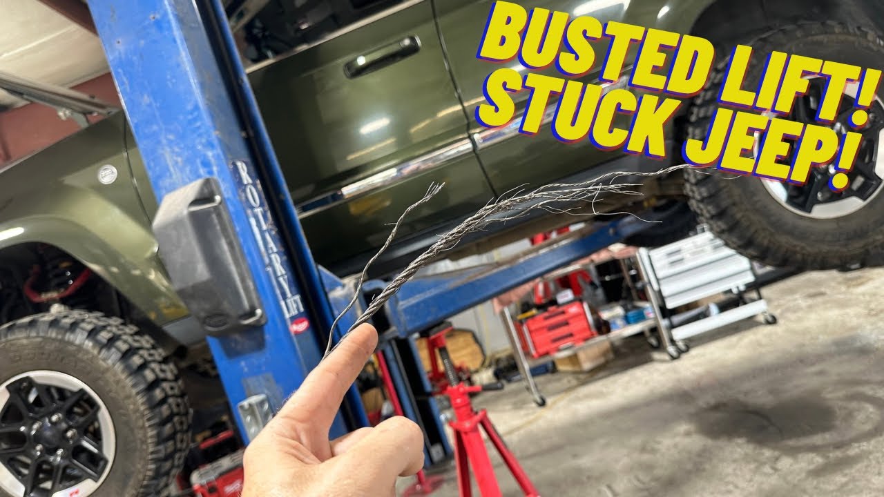 Car Falling off Lift! (Cables Snapped!) Almost Lost it! Pt 1 - YouTube