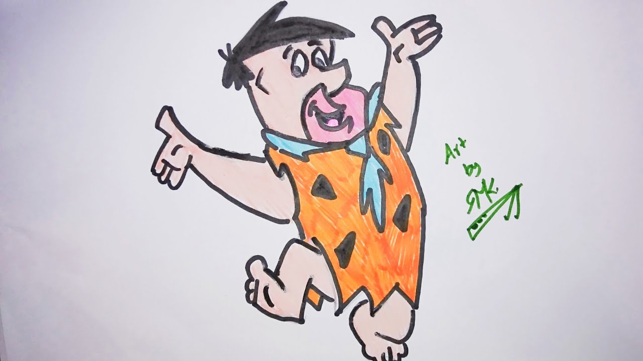 How to draw Fred Flintstone - easy step by step - YouTube