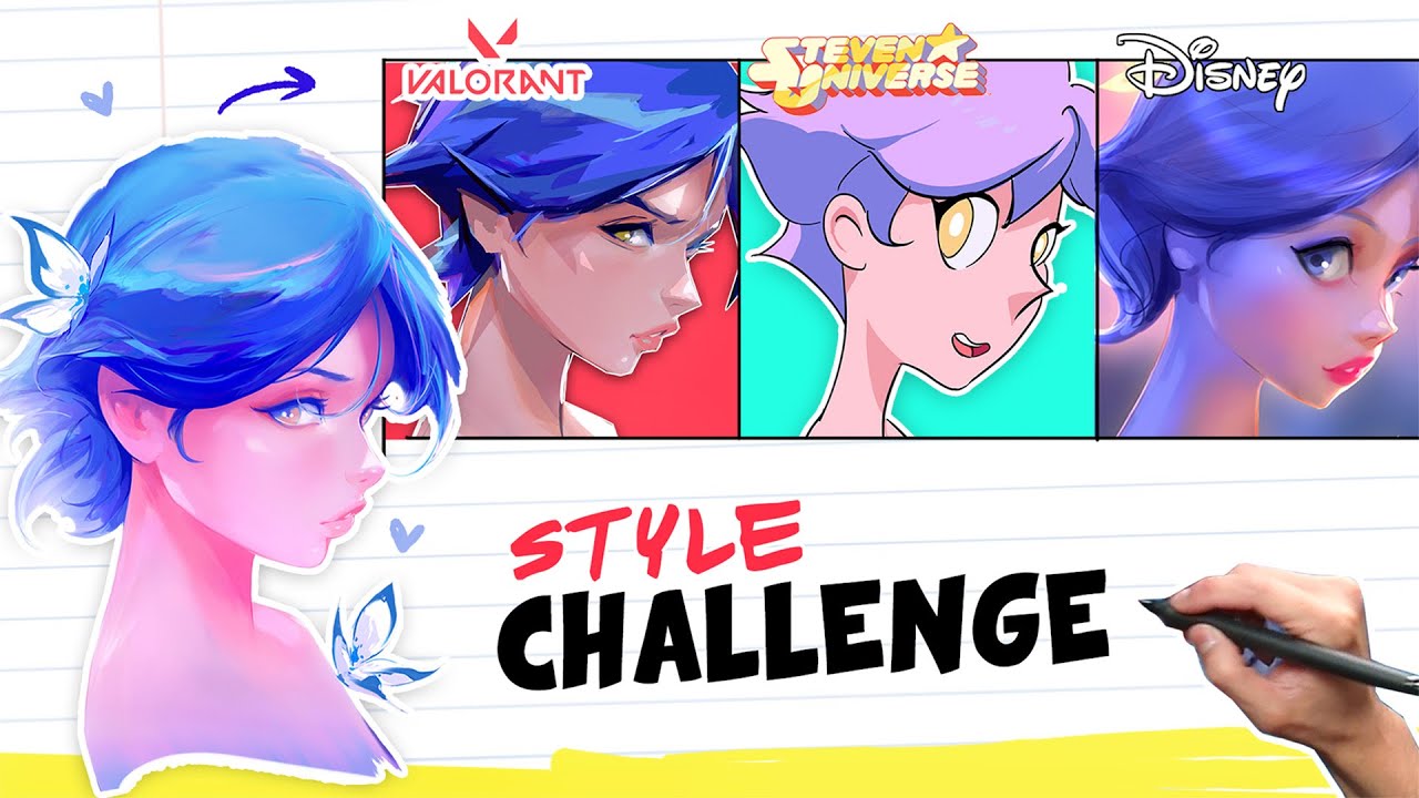I TRY TO DRAW IN 5 DIFFERENT STYLES - (Disney, Valorant, Steven ...