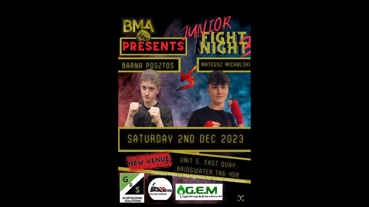 BMA Boxing Jnr Event Bridgwater Barna Postos V Mateusz Michalski 2/12 ...