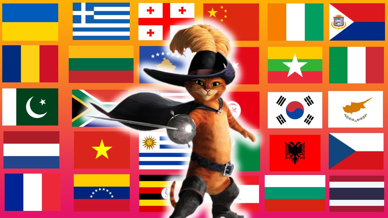 Puss in Boots in 38 languages - YouTube
