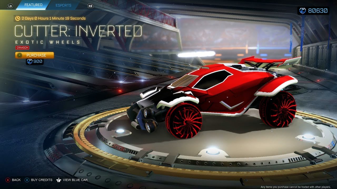 ROCKET LEAGUE ITEM SHOP - Crimson Inverted Cutter Exotic Wheels - 10.08 ...