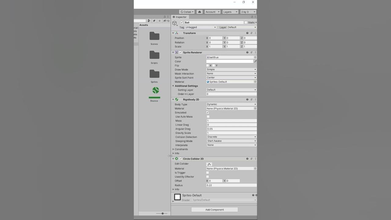 Bouncing Ball In Unity Unity 2d Tutorial Youtube