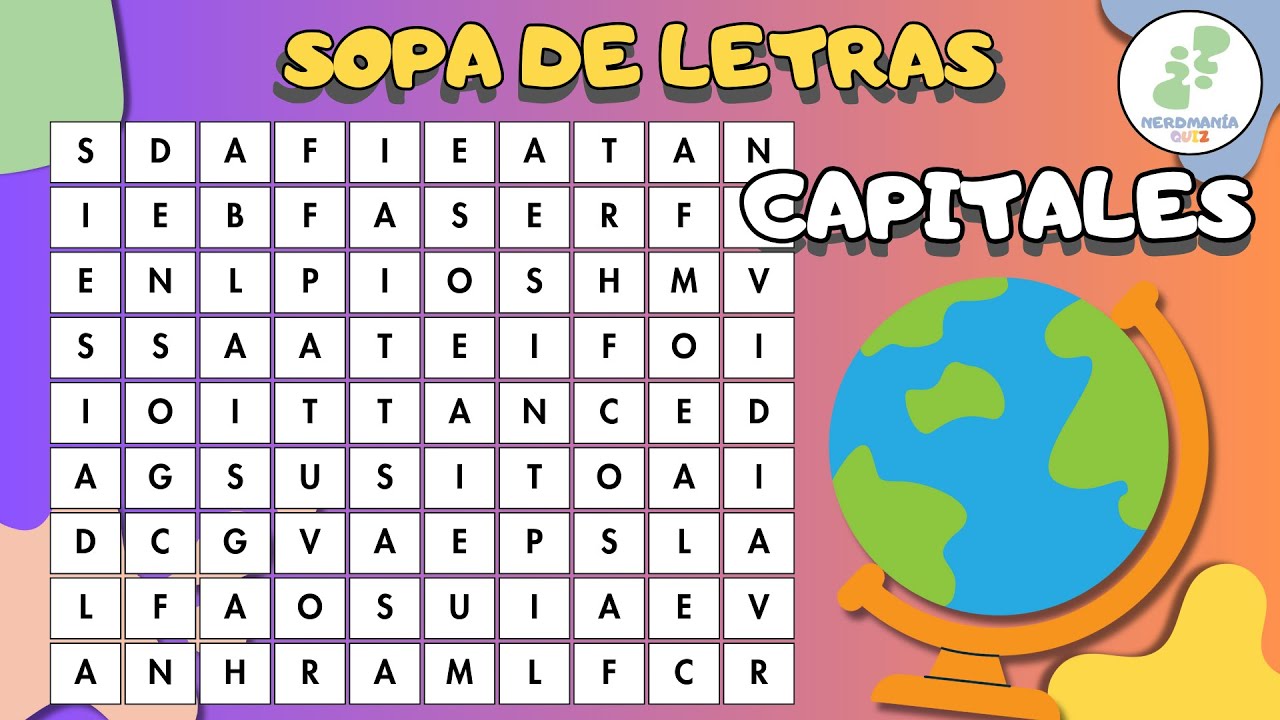 SOPA DE LETRAS EXPRESS- ENCUENTRA LAS CAPITALES EN 20 SEGUNDOS - YouTube