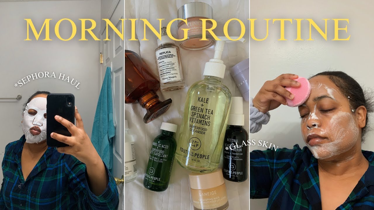 PRODUCTIVE MORNING ROUTINE | HOW TO GET GLASS SKIN CARE | SELF CARE ...