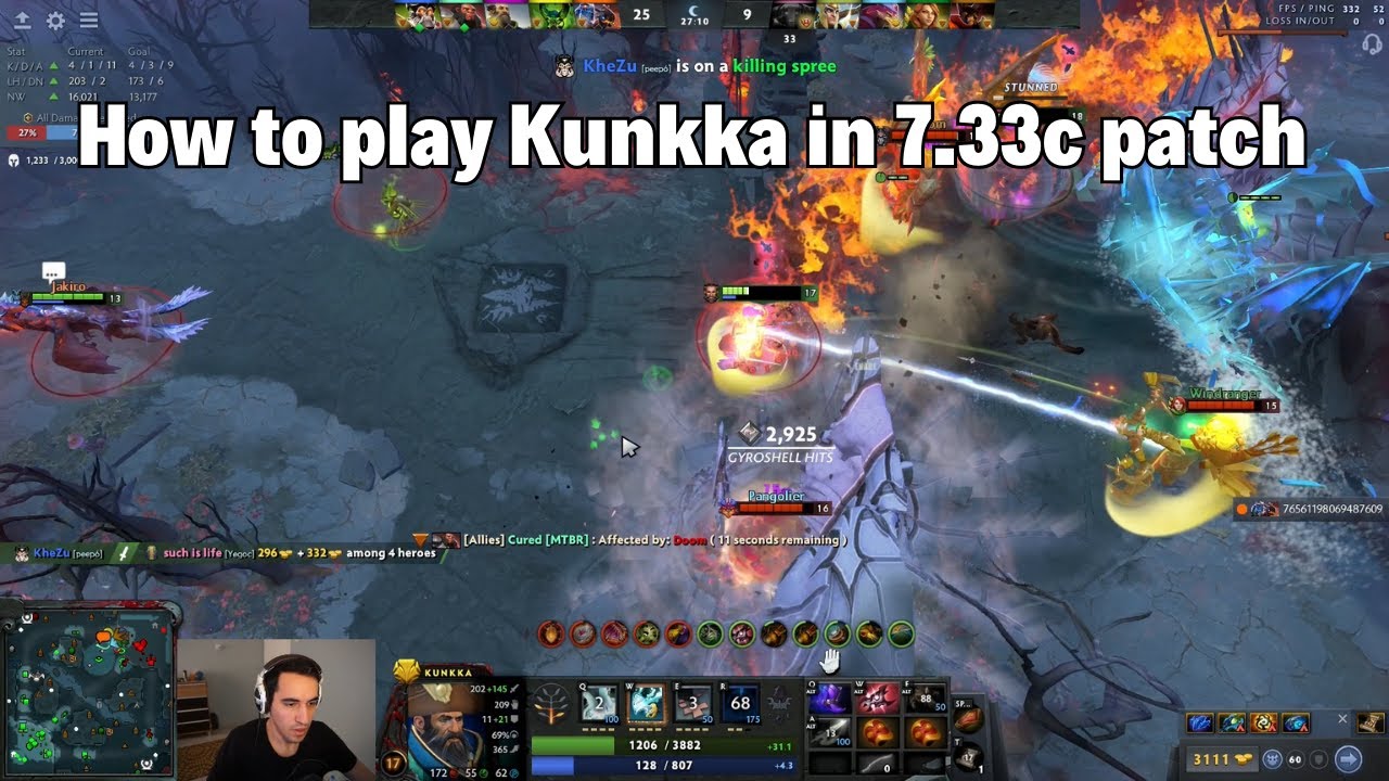 How to play Kunkka in 7.33c patch! 8K MMR Dota 2 Kunkka Mid Gameplay ...