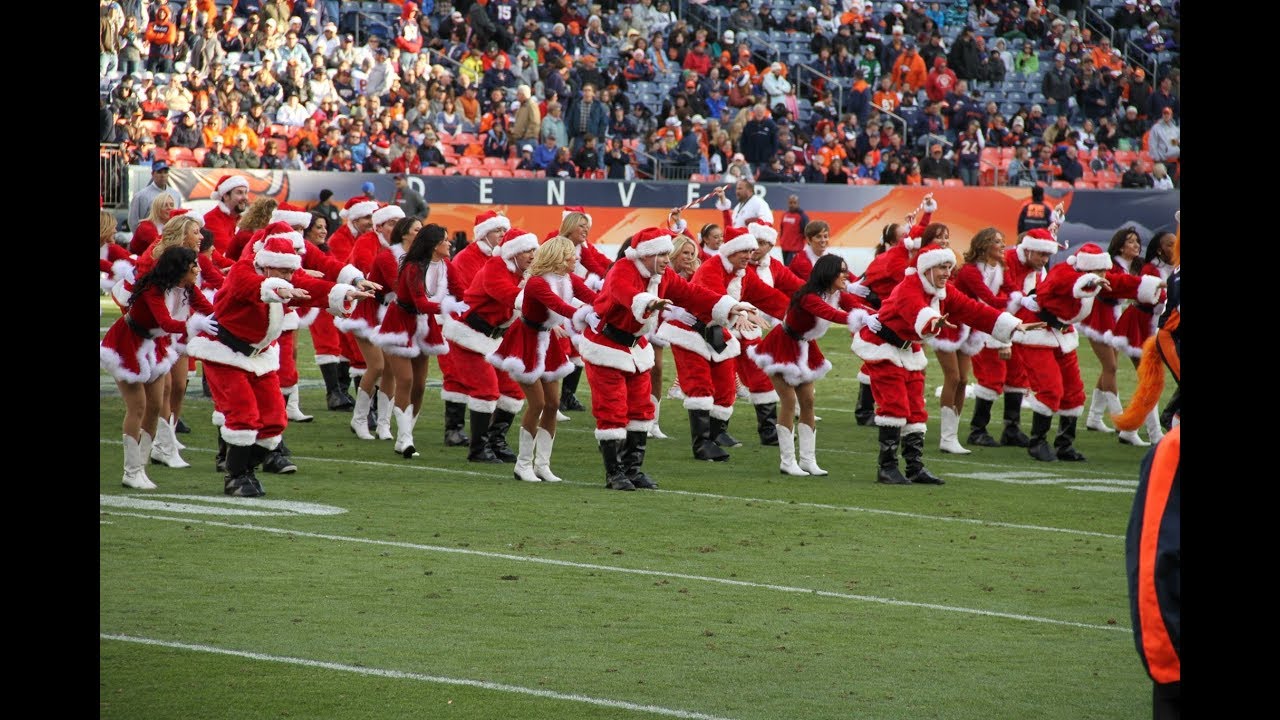 Swing Dancing Santa Claus with Denver Bronco Cheerleaders - YouTube