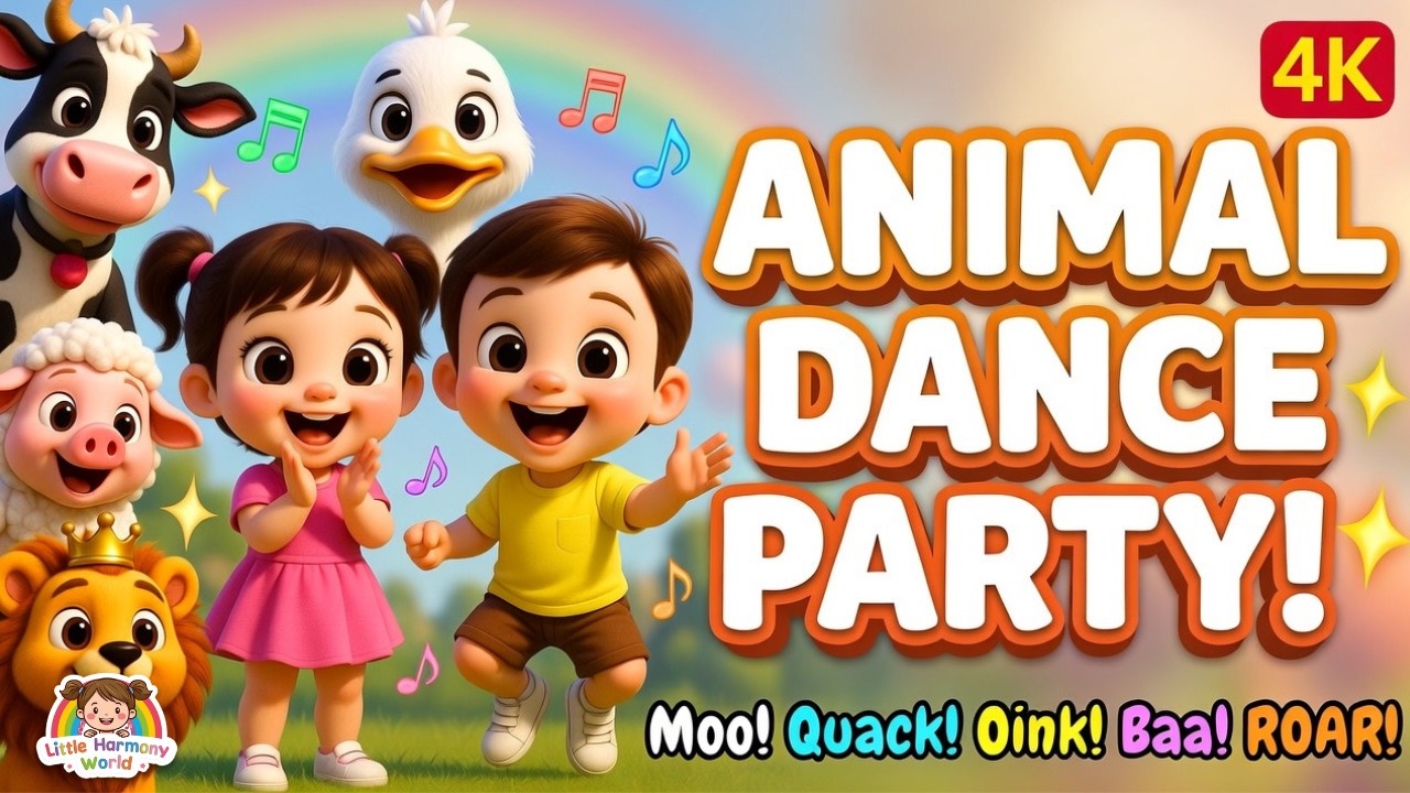 Animal Dance Party 🦁🐮 | Fun Animal Sounds Song for Kids | 3D Nursery ...