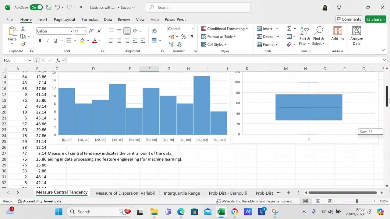 Calculate measure of central tendency in Excel - YouTube