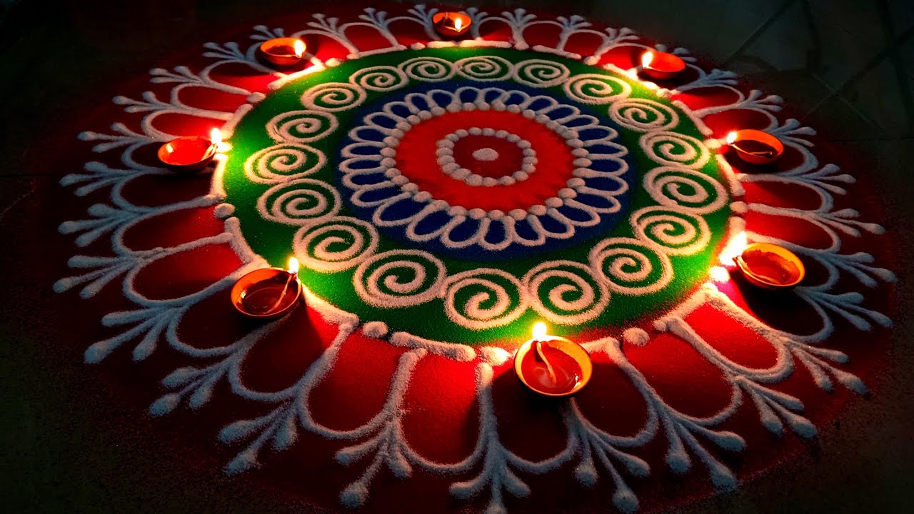 Diwali rangoli design | biggest galicha rangoli |diwali sanskar bharti ...