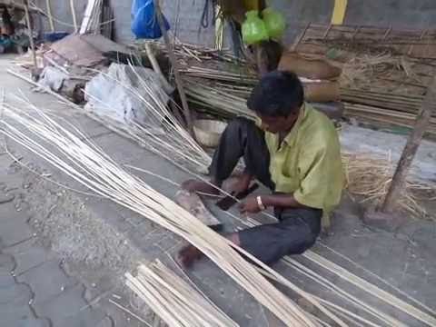 Bamboo Basket Weaving - Making of wider thin bamboo strips - YouTube