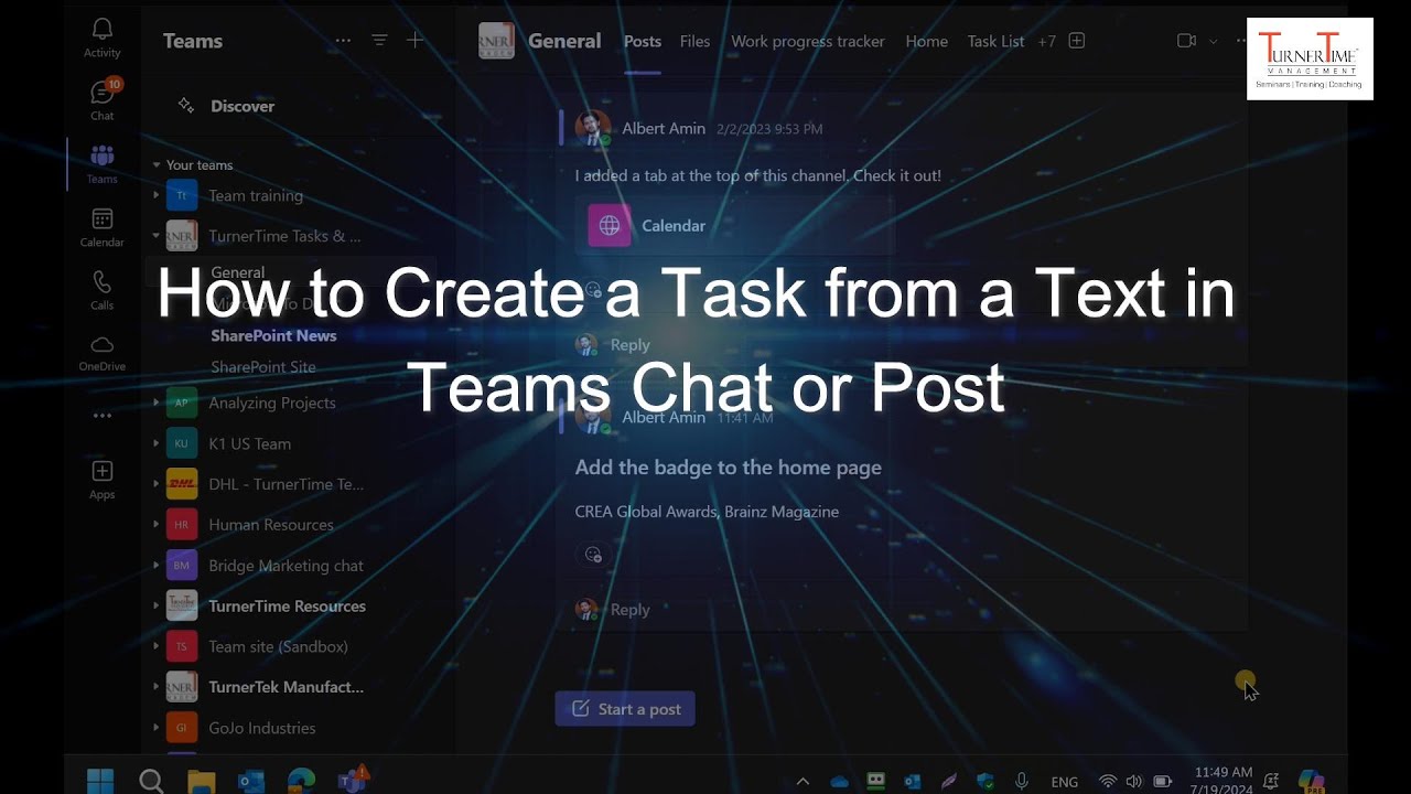 How to Create a Outlook Task from an Teams Chat or a Channel Post - YouTube