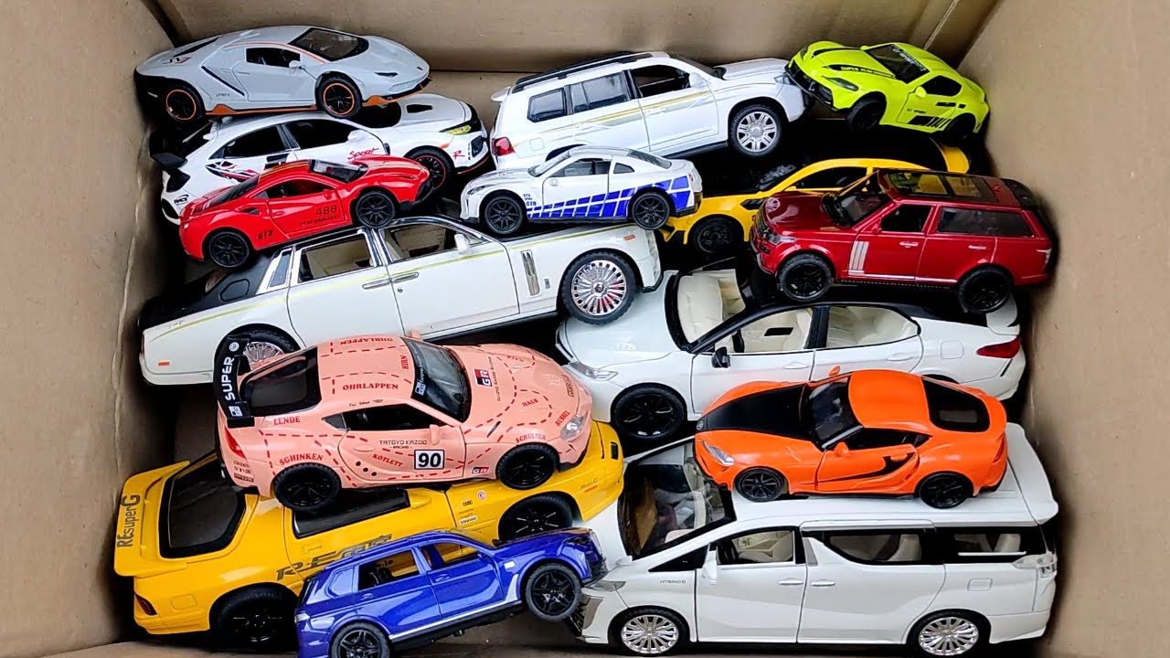 Box Full Of Model Cars, Peugeot, Jaguar, Rolls Royce, Pagani, Hyundai ...