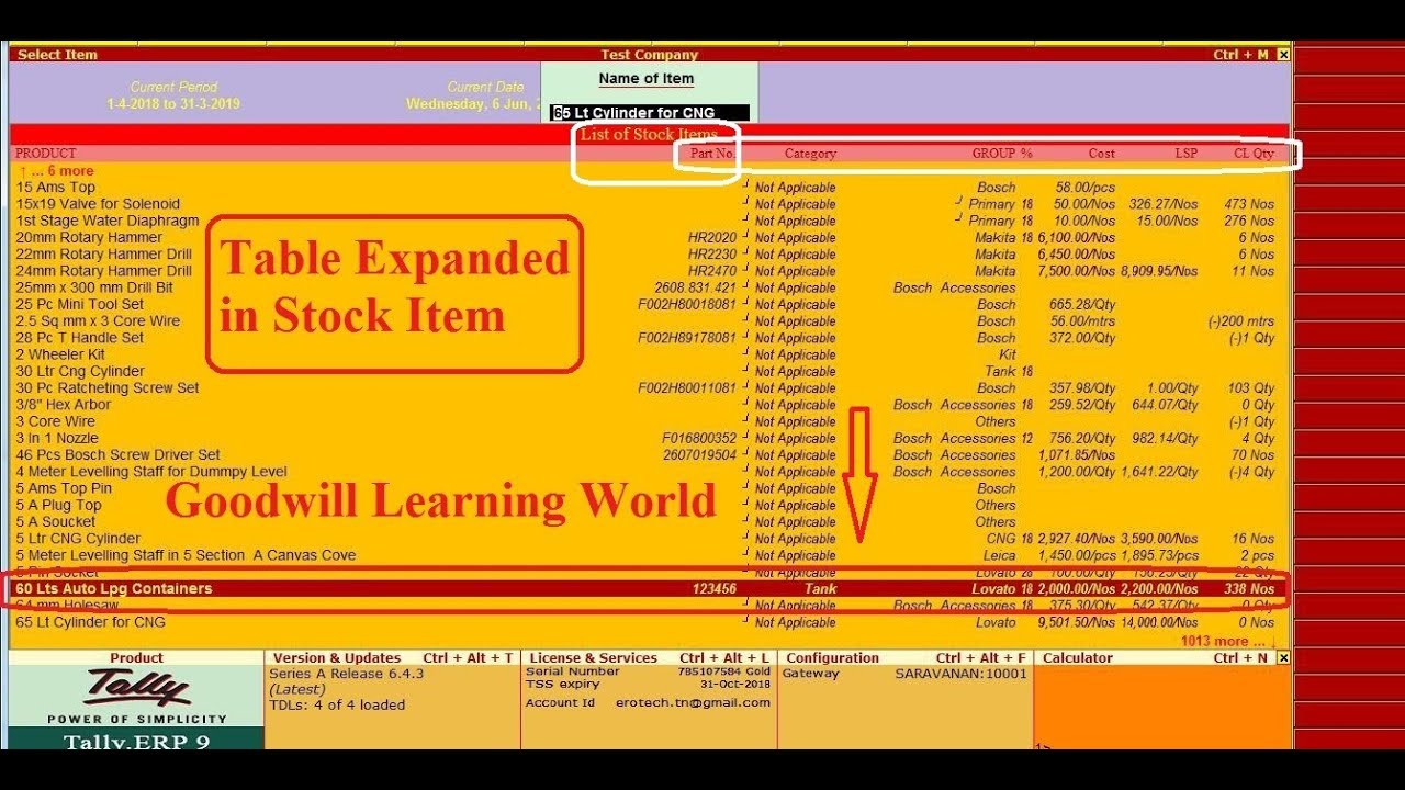 Tally TDL for Expand Item Table and Ledger Table - Tall Add on for Item ...