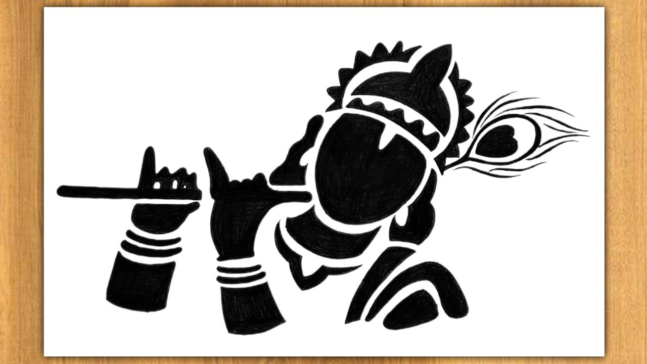 How To Draw Lord Krishna Shadow Drawing | Step By Step | Tutorial ...