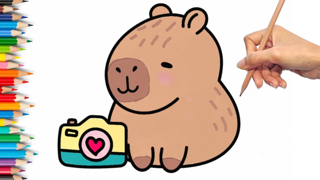draw cute cabybara - draw cute animal chibi - vẽ capybara - YouTube