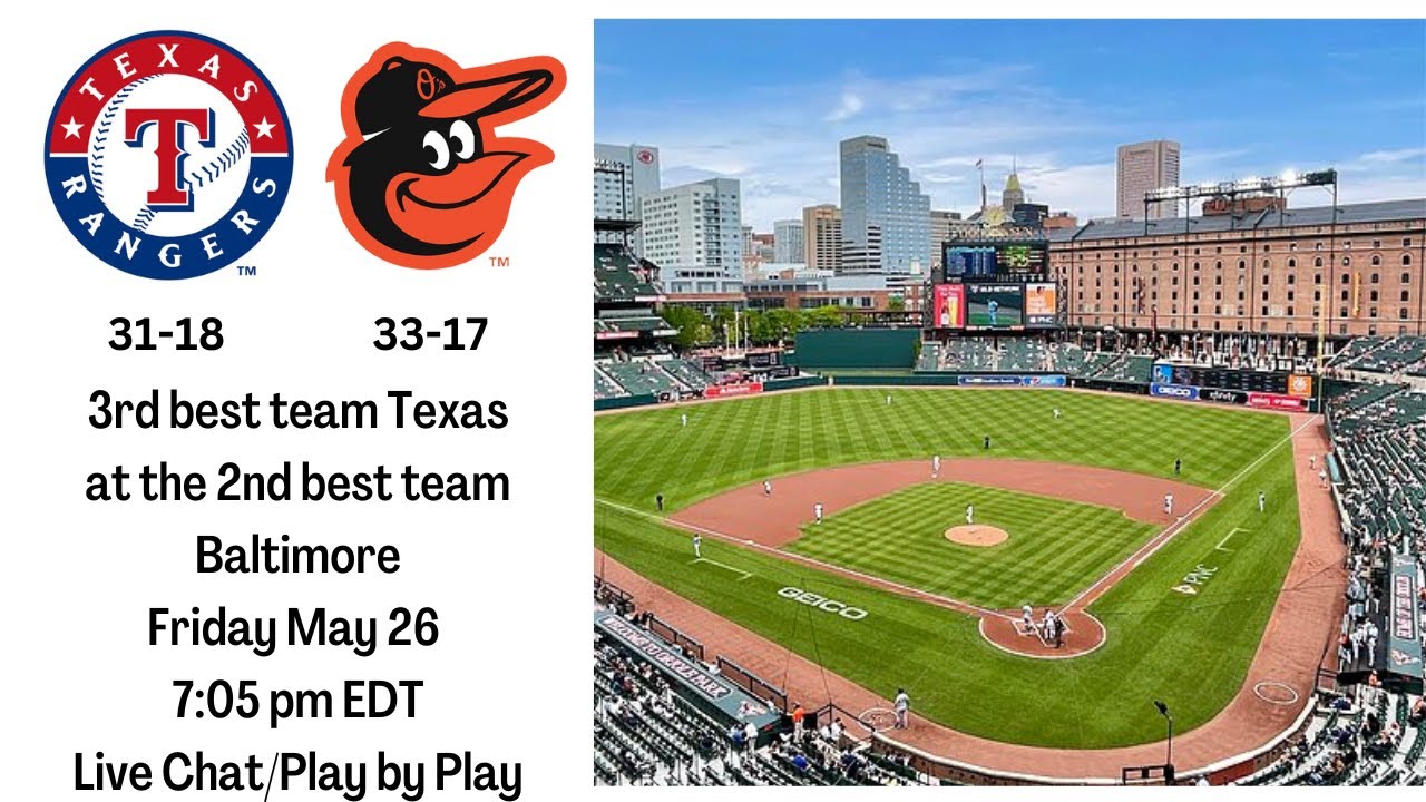 Texas Rangers at Baltimore Orioles MLB Live Chat/Play by Play - YouTube