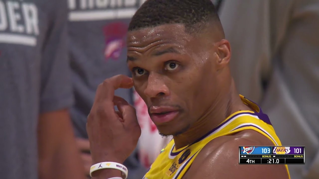 RUSS NO!! Los Angeles Lakers VS Oklahoma City Thunder Final Minutes ...