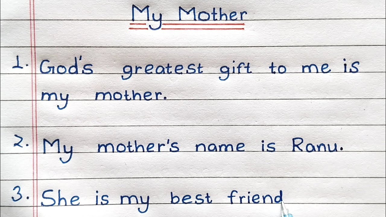 10 Lines On My Mother Essay Writing in English/My Mother 10 Lines Essay ...