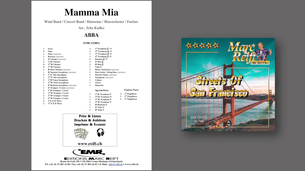 Editions Marc Reift – ABBA: Mamma Mia - for Concert Band - YouTube